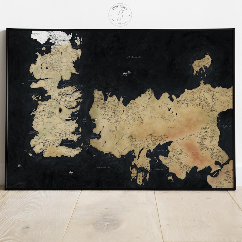 Westeros Map Poster Got Video Game Wall Art Etsy 3939