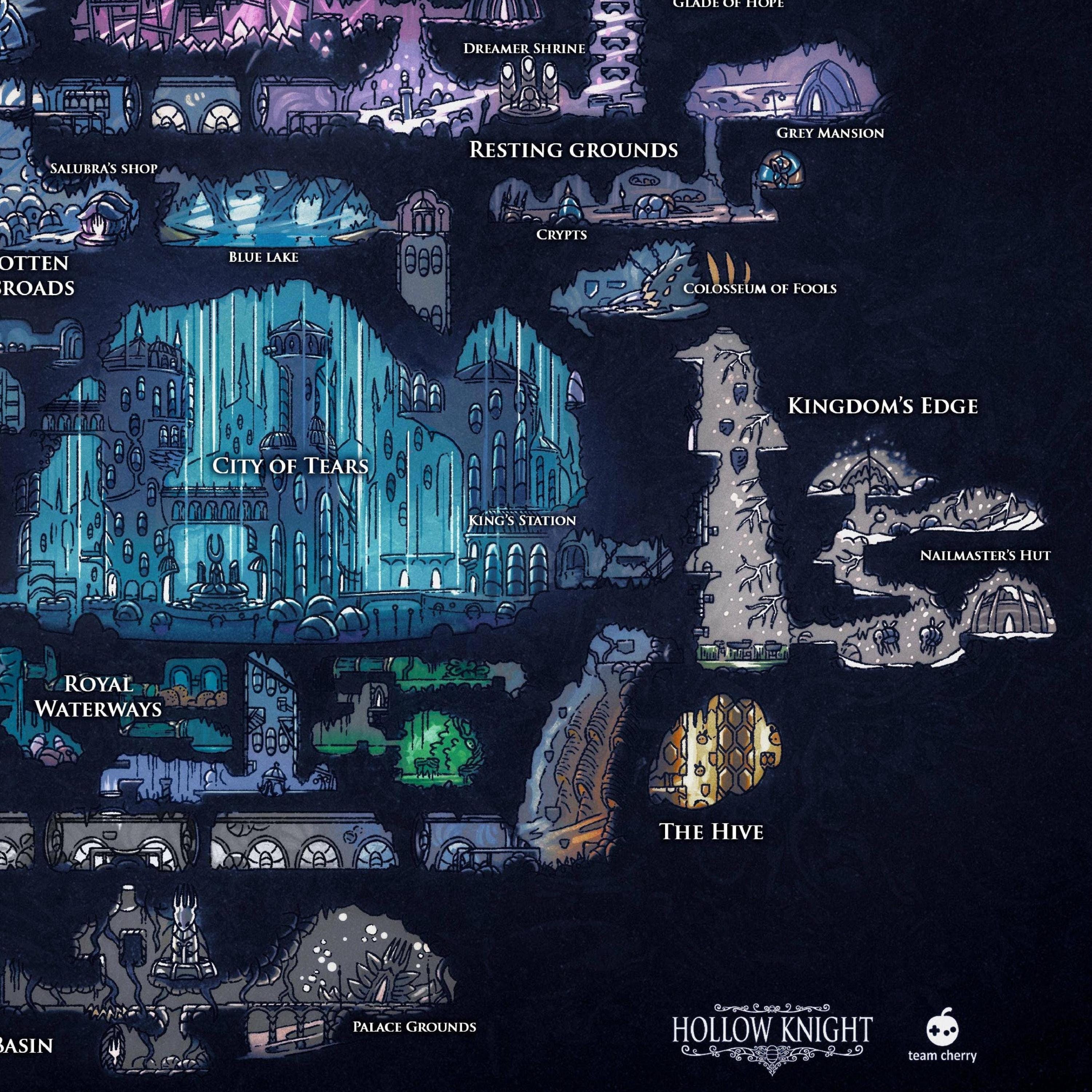 Hollow Knight Map Poster | Video Game Wall Art | Gamer Room Decor ...