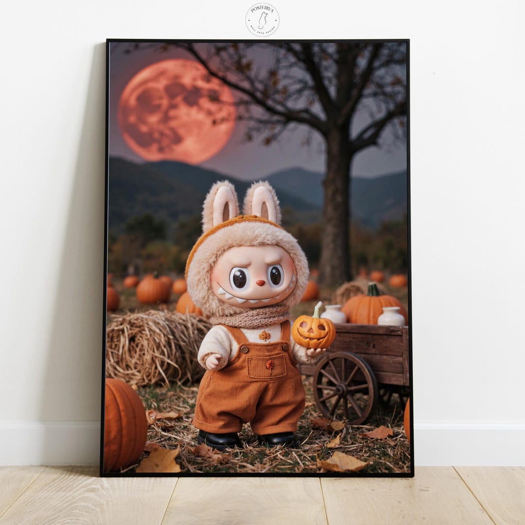 Labubu Halloween Poster | Kawaii Wall Art | Kids Room Decor | Cute ...
