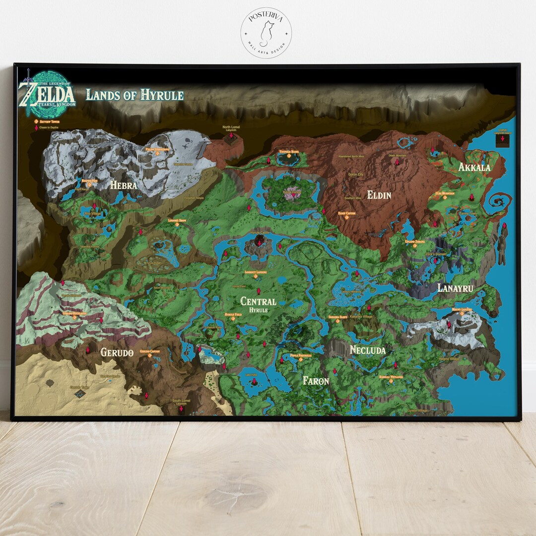 Hyrule Map Poster: Legend of Zelda Gamer Room Wall Art - Etsy UK