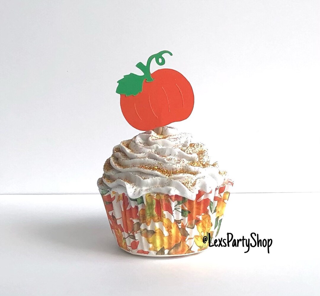 Pumpkin Toothpick Toppers, Fall Cupcake Toppers, Thanksgiving ...