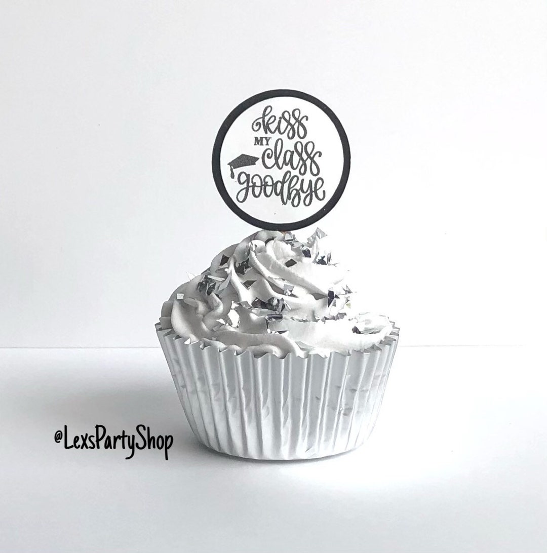Graduation Cupcake Toppers: Black and White, Set of 12 - Etsy
