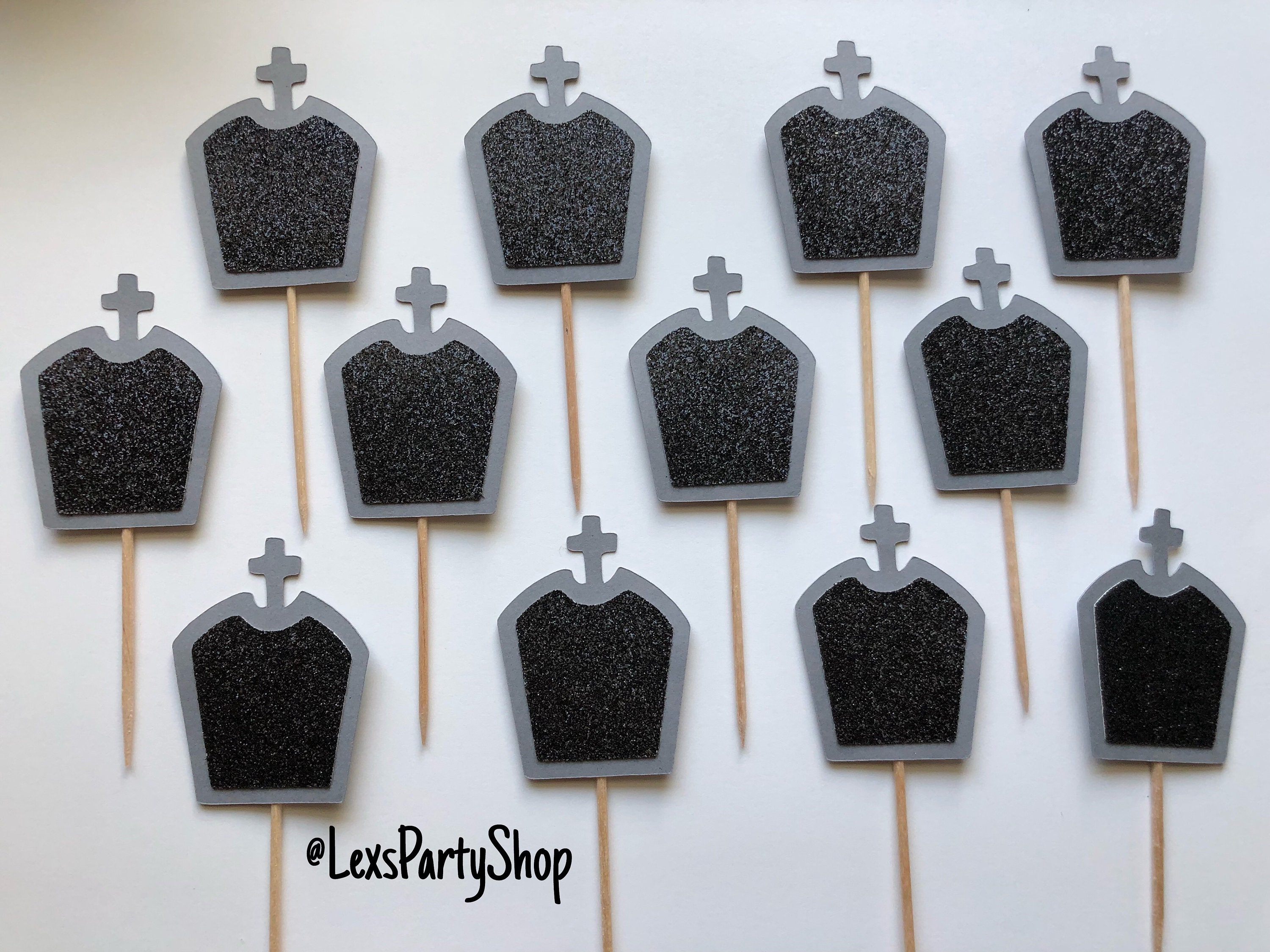 Tombstone Toothpick Toppers: 12 Cupcake Toppers, Halloween Decorations ...