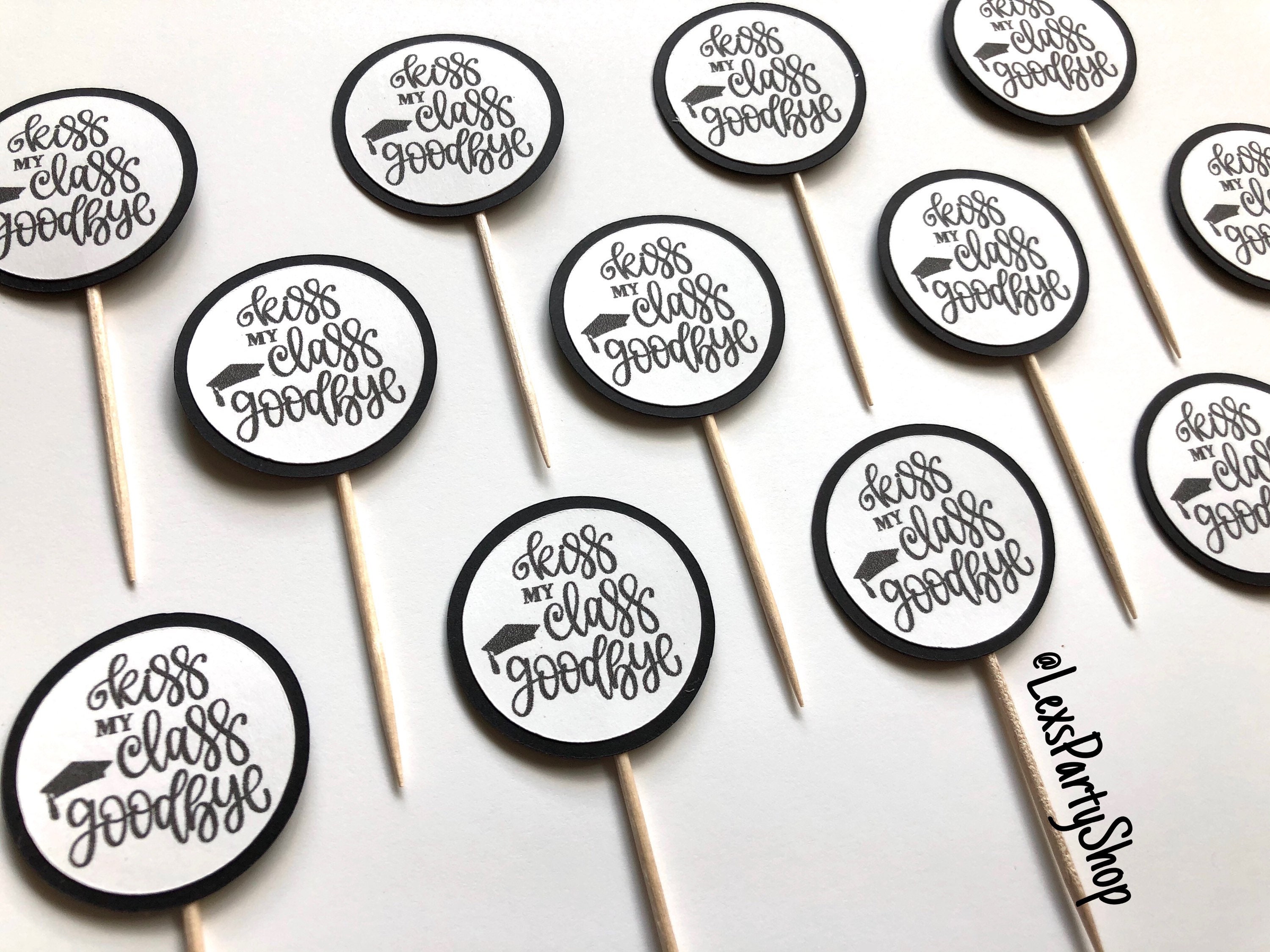 Graduation Cupcake Toppers: Black and White, Set of 12 - Etsy