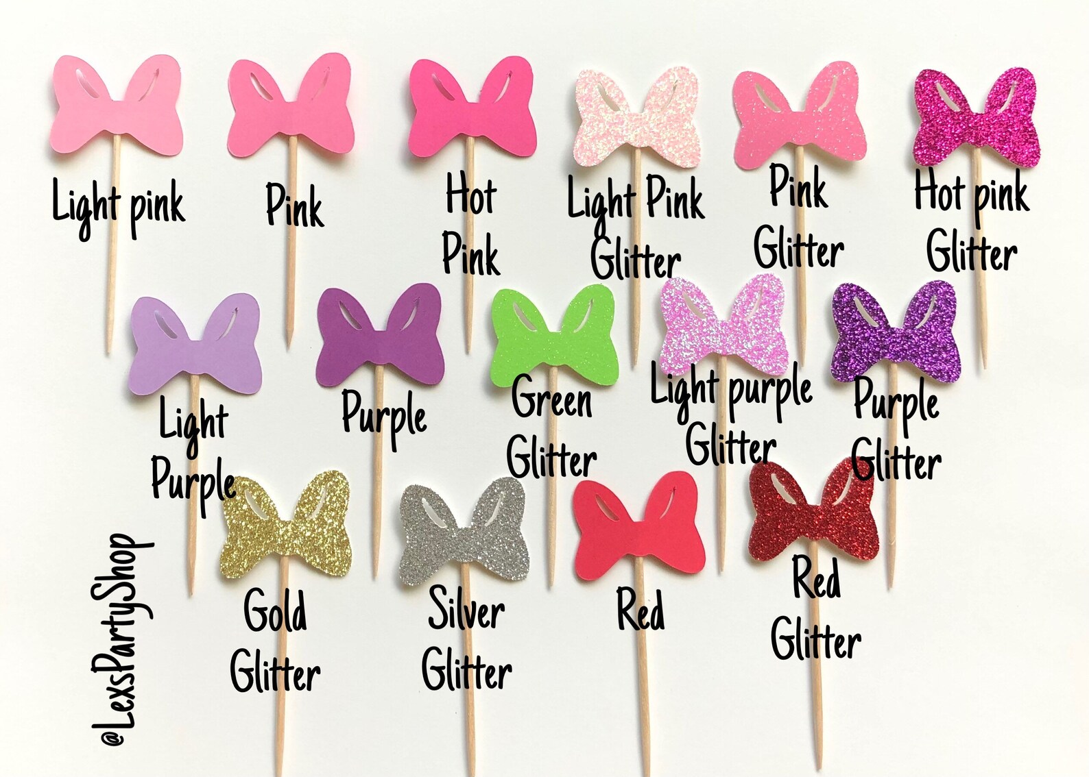 Minnie Mouse Bow Cupcake Toppers: Glitter Party Decorations - Etsy