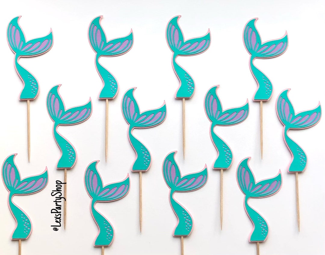 Mermaid Tail Cupcake Toppers: Pink, Purple & Teal Party Decor - Etsy
