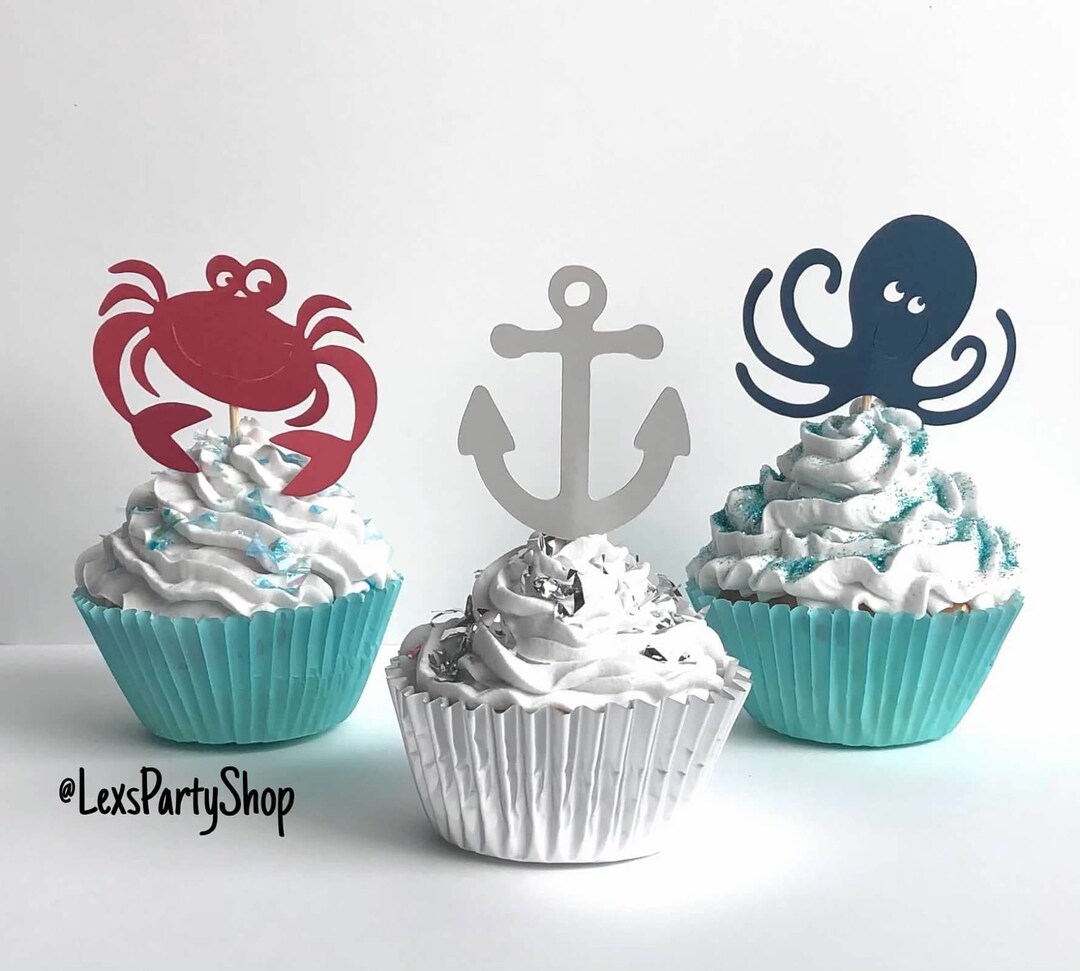 Nautical Theme Cupcake Toppers, Nautical Cupcake Toppers, Nautical Food ...