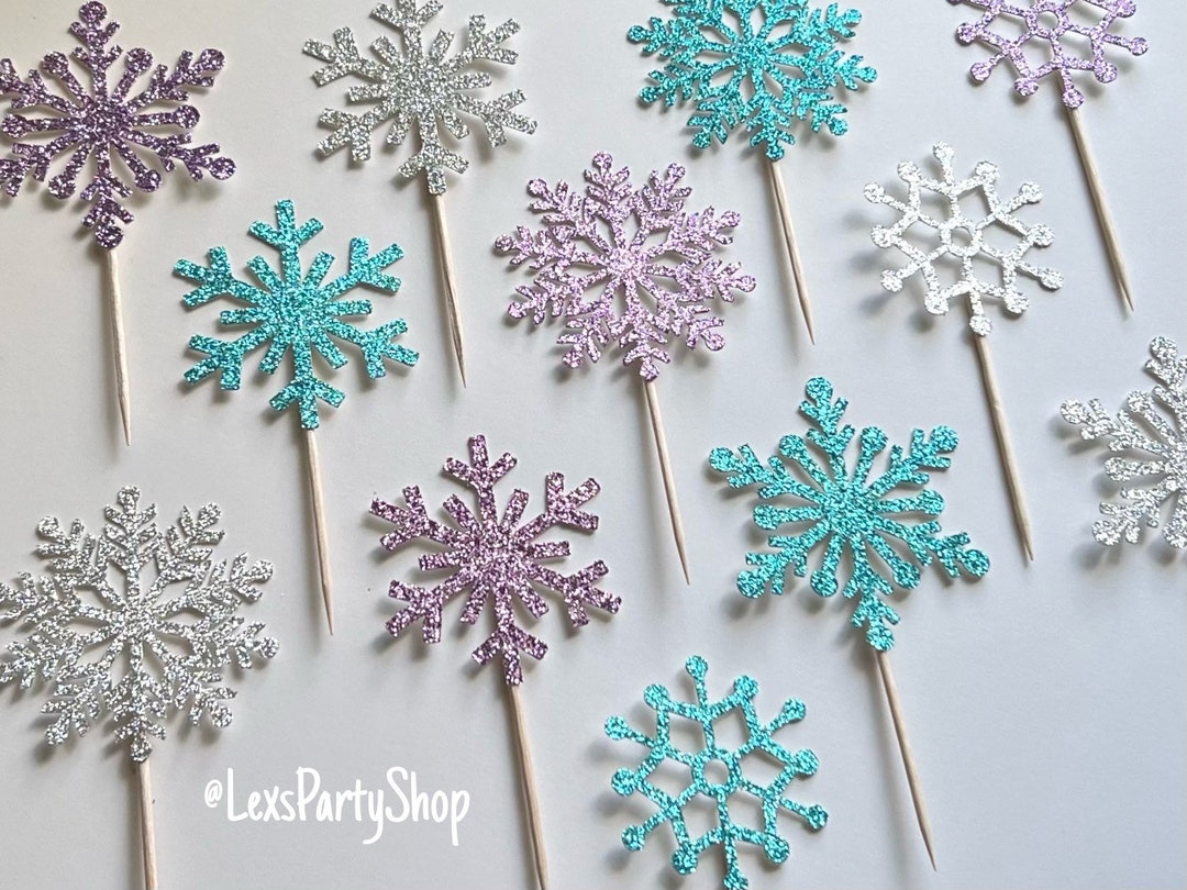 Snowflake Cupcake Toppers, Frozen Snowflake Cupcake Toppers, Christmas ...