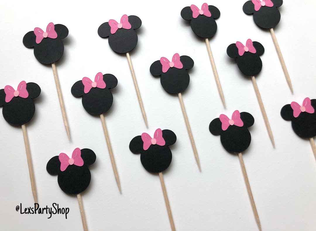 Minnie Mouse Mini Cupcake Toppers, Minnie Mouse Food Picks, Minnie ...