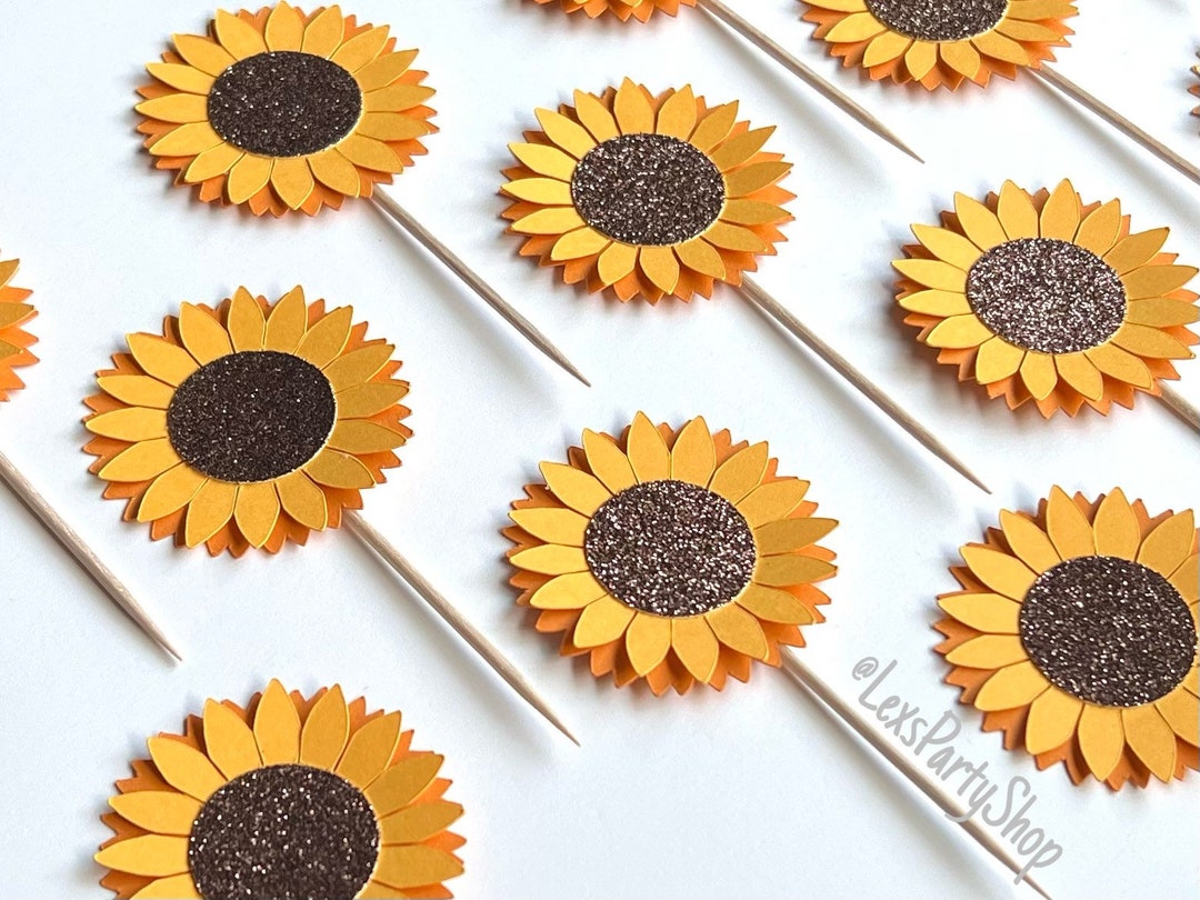 Sunflower Cupcake Toppers, Sunflower Party Theme, Sunflower - Etsy