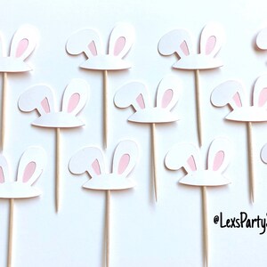 Rabbit Ear Cupcake Toppers, White Rabbit Cupcake Toppers, Food ...
