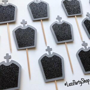 Tombstone Toothpick Toppers: 12 Cupcake Toppers, Halloween Decorations ...