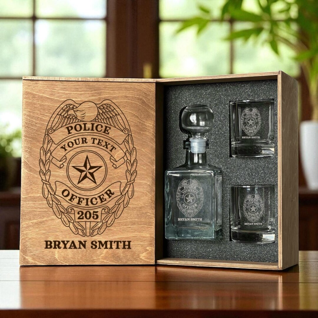 Gift for Police Officer – Personalized Whiskey Decanter Set With ...