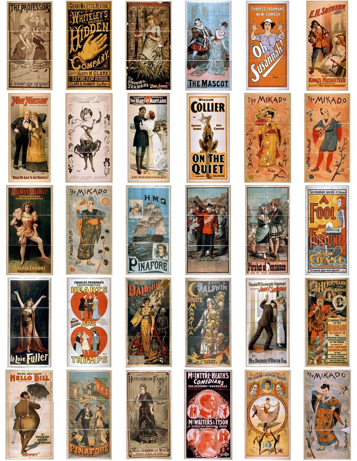 Digital Download Collage Sheet Vintage Theatre Magic Comedy Performing ...
