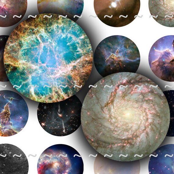Digital Download Collage Sheet 14mm Circles Space Galaxies | Etsy
