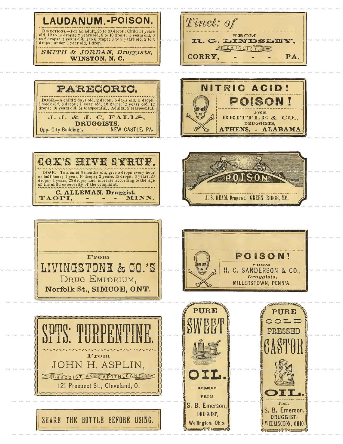 Digital Download Collage Sheet Antique 1800's Vintage Druggist ...