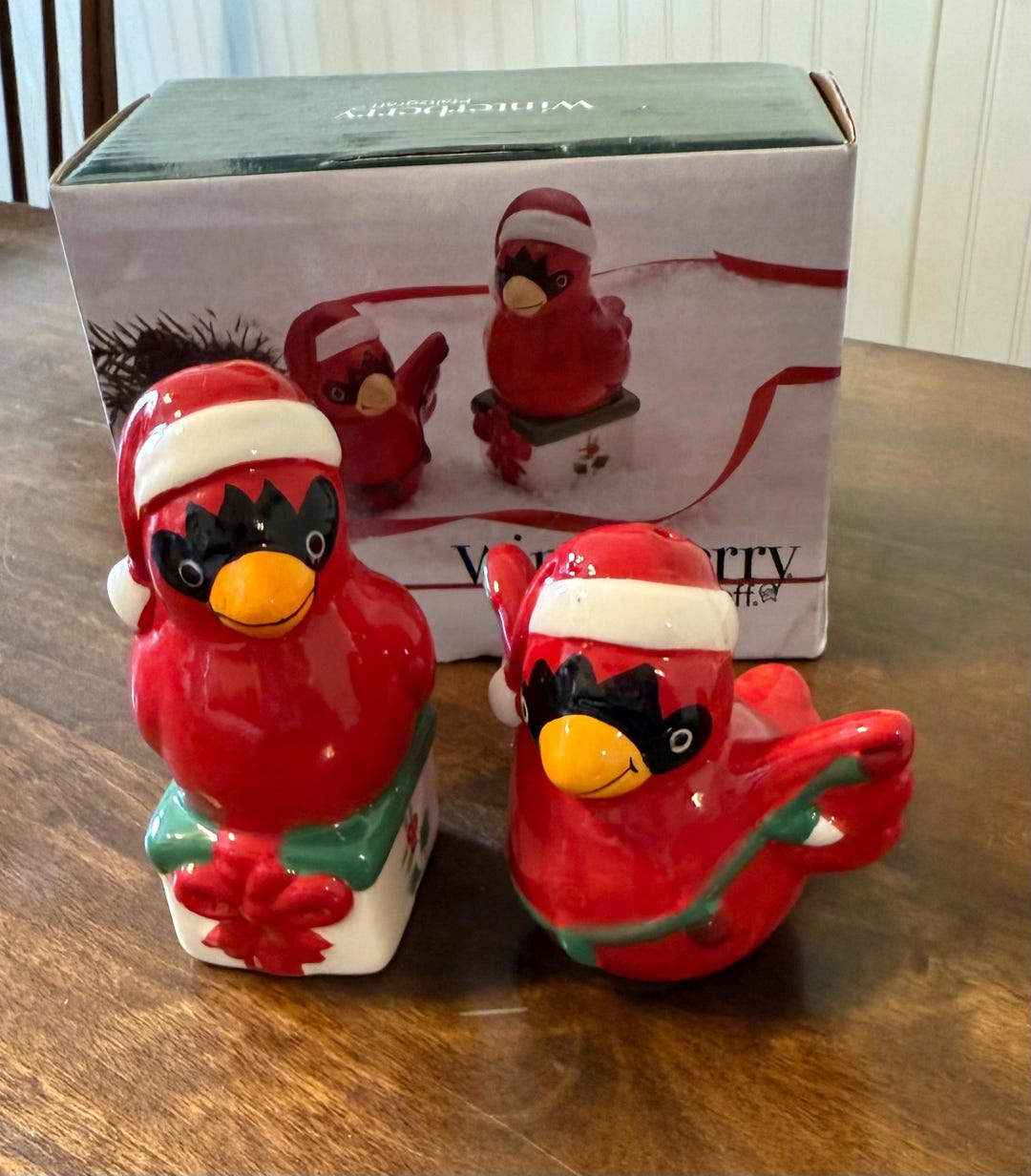 Pfaltzgraff Winterberry Cardinal Salt and Pepper Shakers - Etsy