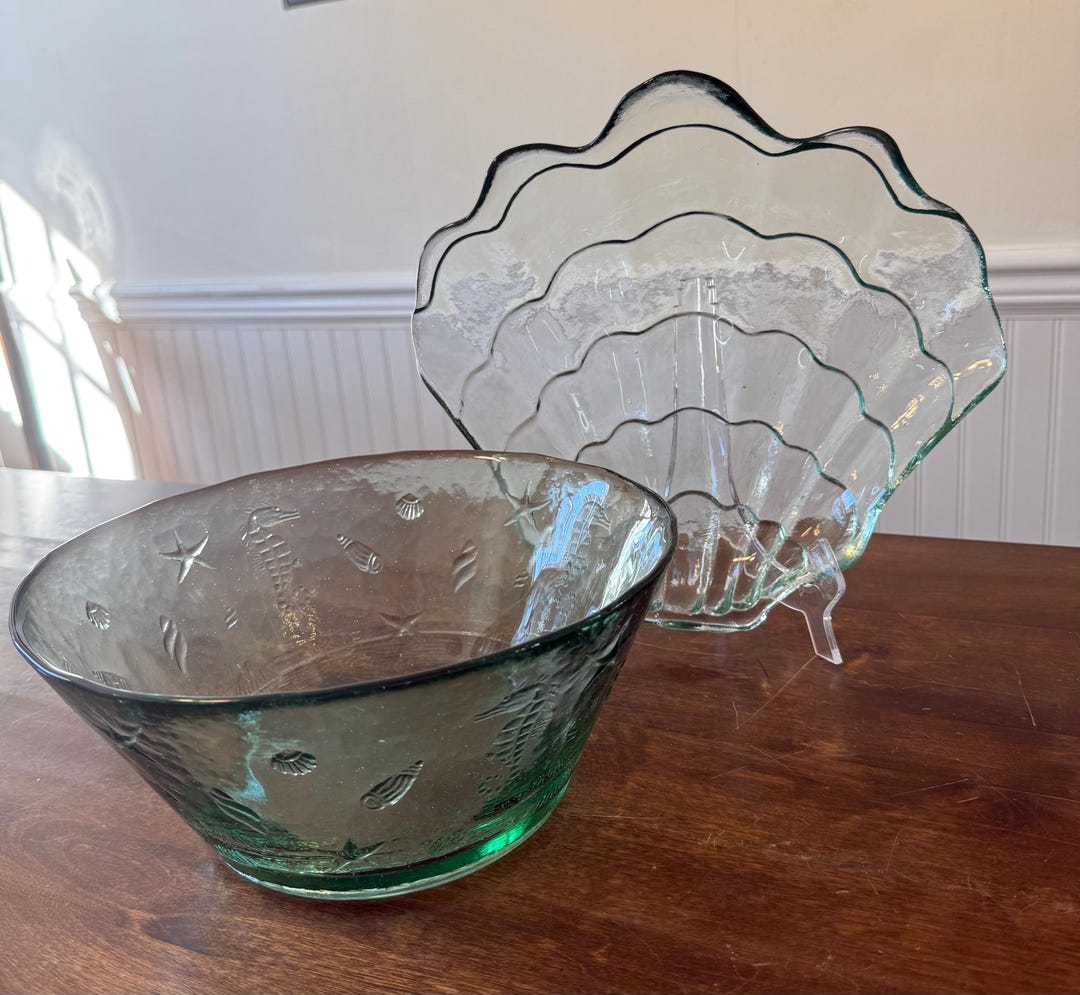 Coastal Seashell Bowl With Shell Serving Tray - Etsy