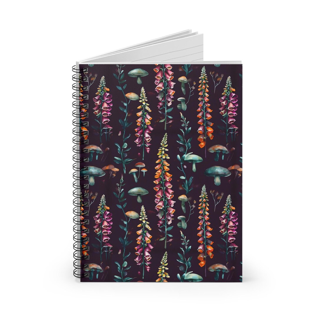 Foxglove Floral Spiral Notebook, Cottagecore Gift, Goblincore, Foxglove ...