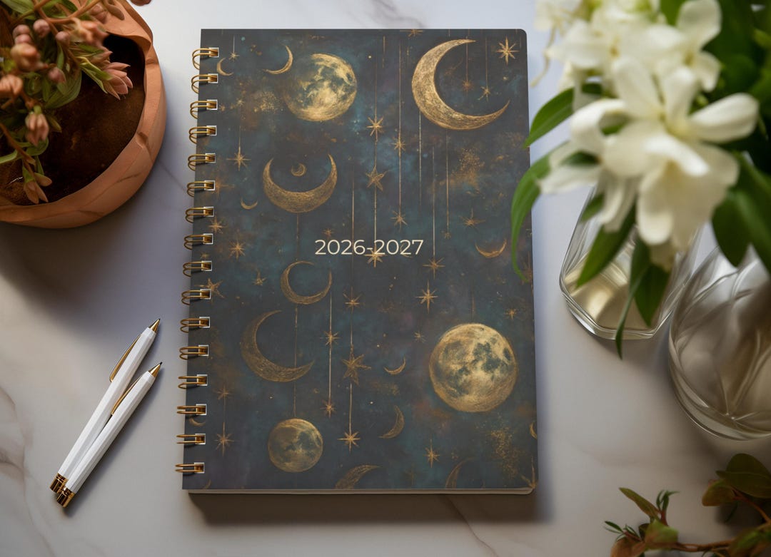 Celestial Moon and Stars Planner 2026-2027 5.5 X 8.5 - Etsy