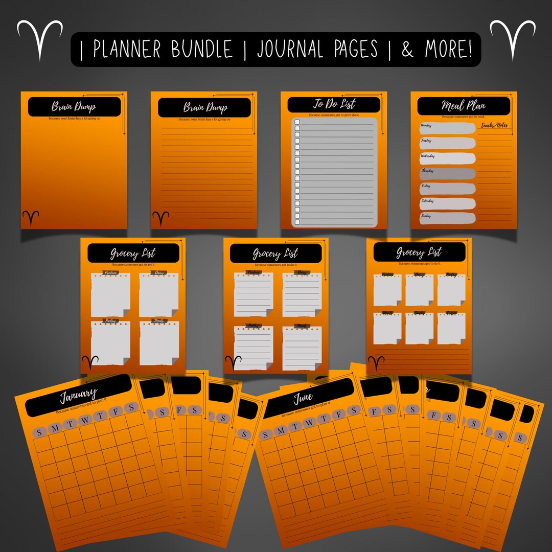 Aries | Zodiac Planner Bundle | Printable PDF | Digital To-do List ...