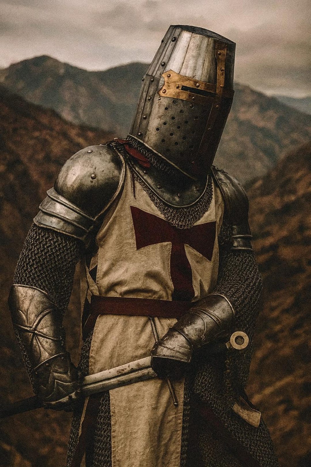 Knight Templar Full Armor Suit: 14th Century Crusader, Steel ...