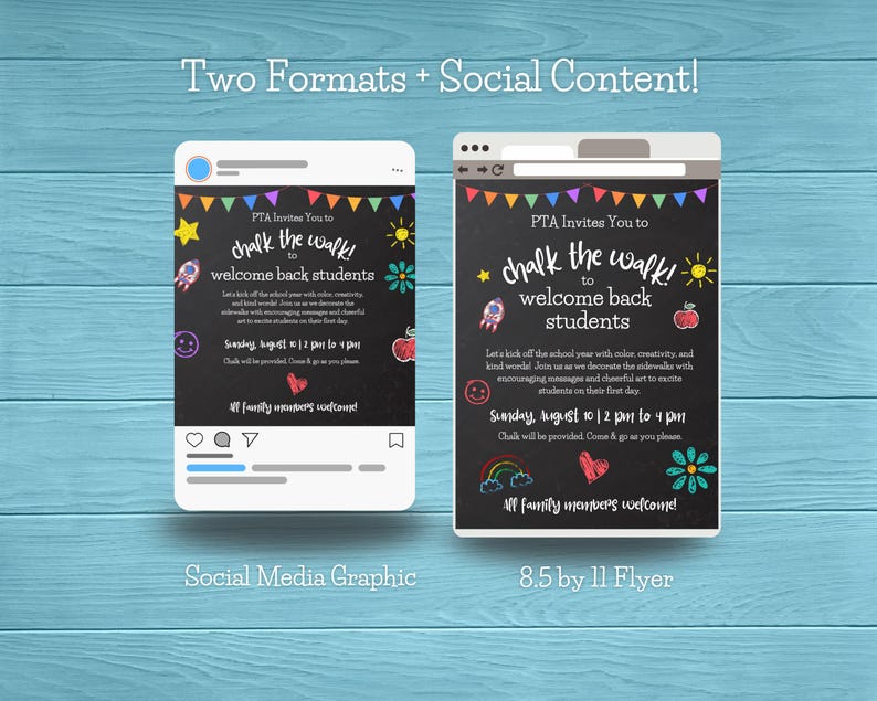 Chalk the Walk Event Flyer & Social Media Kit: Editable Canva Templates ...