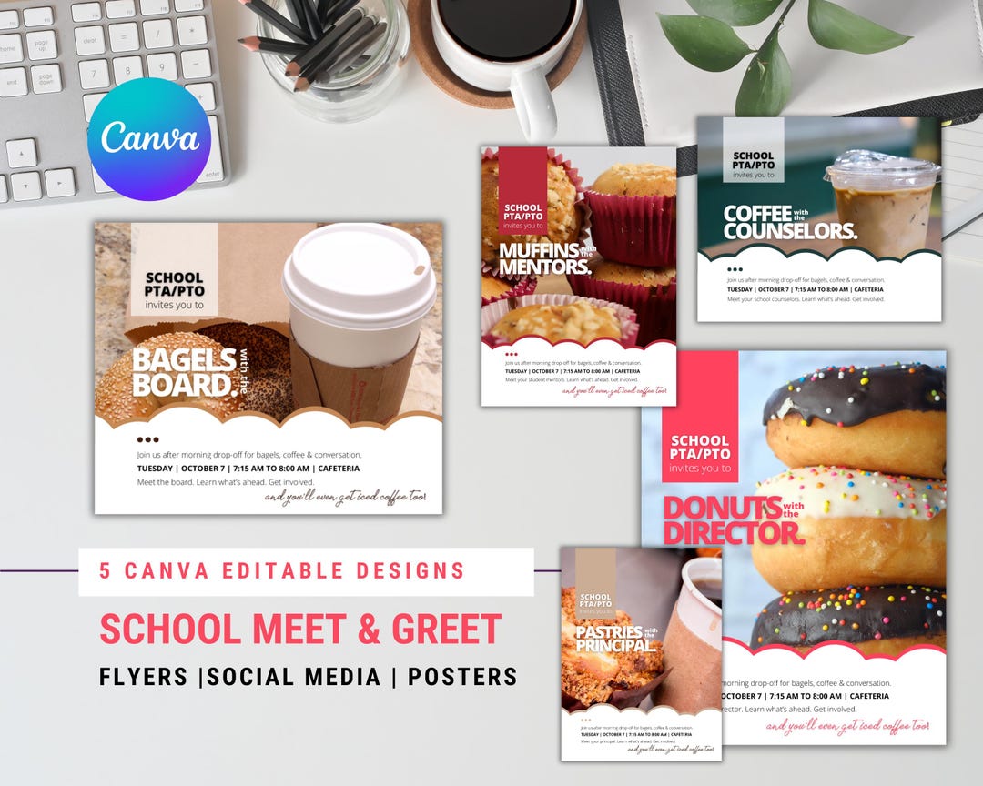 Editable Meet & Greet Flyer Template Set: PTA/PTO Canva Kit (digital ...