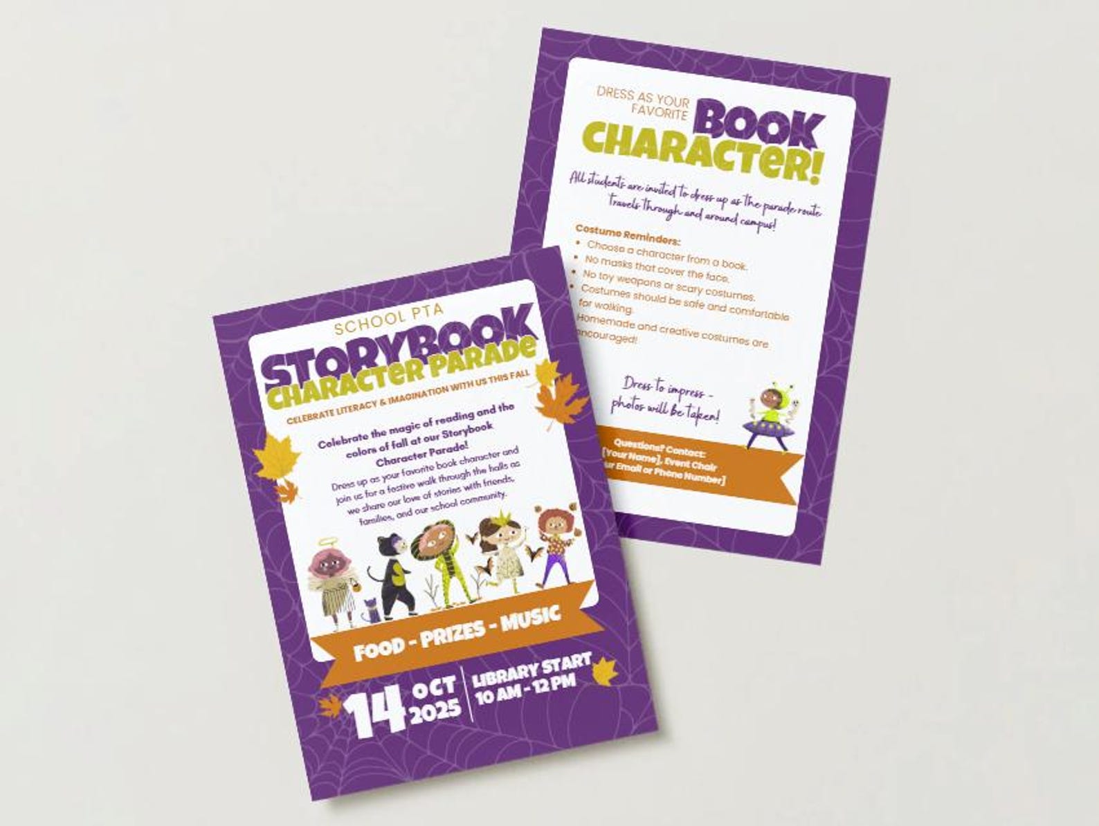 Storybook Character Parade Kit: Editable School Event Templates (canva ...