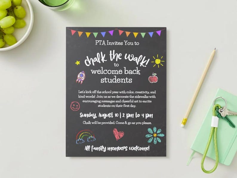 Chalk the Walk Event Flyer & Social Media Kit: Editable Canva Templates ...