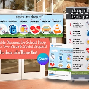 Editable Car Drop-off Banner Set | School Dismissal Rules Sign ...