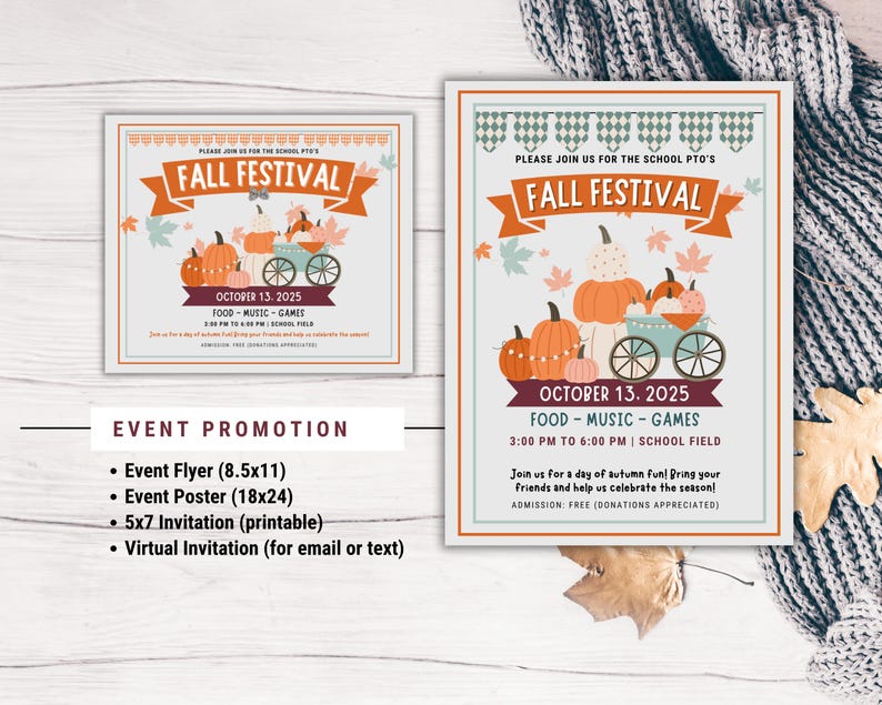 Fall Festival Canva Template Kit: School Event Flyers, Posters, Signs ...