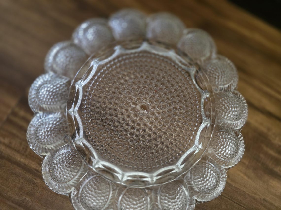 Vintage 1950s Hobnail Clear Indiana Glass Egg Plate/relish Tray Oyster ...