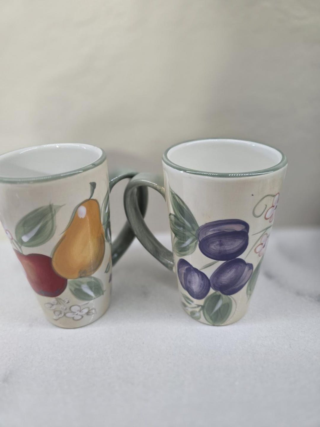 Vintage Gibson Designs Grove Mugs With Pears & Apple Coffee Mugs 1980s ...