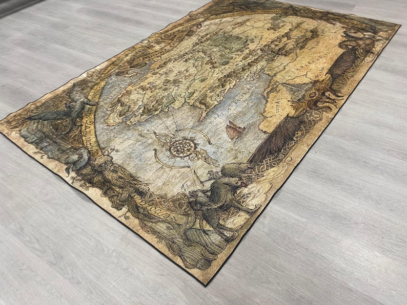 Middle Earth Map Rug: Fantasy Art Rug, Living Room Decor - Etsy UK