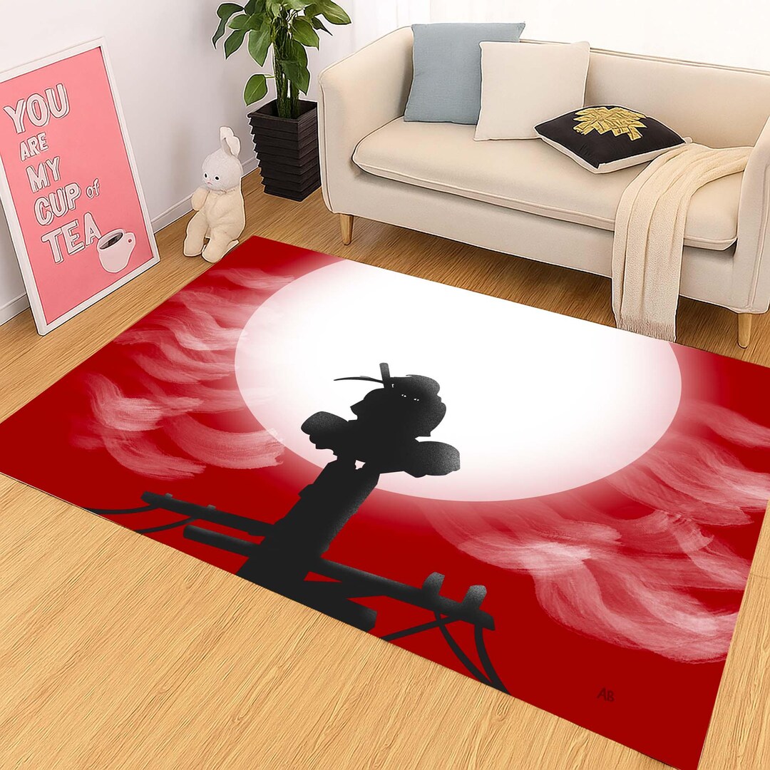 Anime Rug, Ninja Carpet, Samurai Mat, Moon Rug, Japan Decor, Otaku Room ...