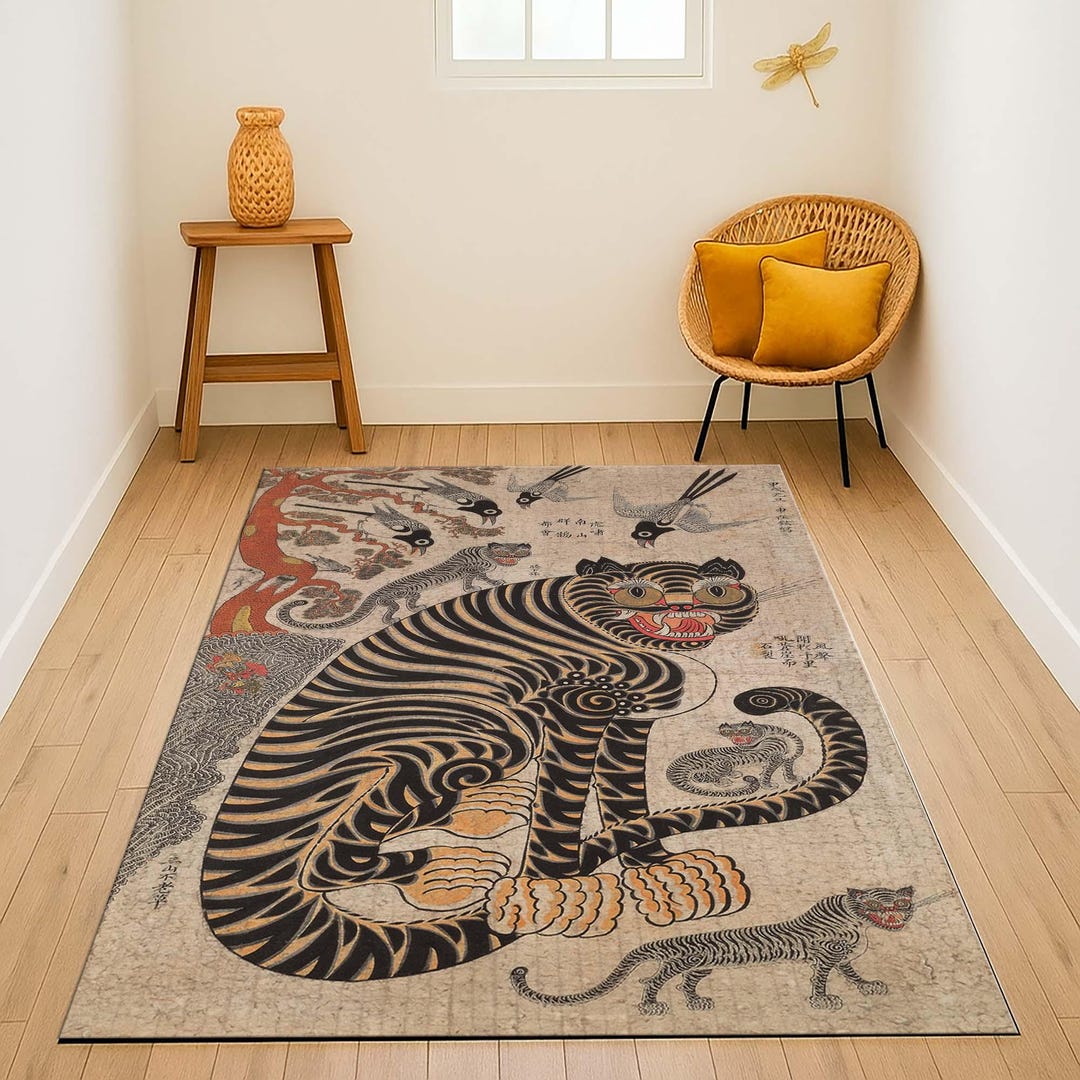Korean Art Rug, Asian Art, Korean Painting, Japanese Tiger Painting ...