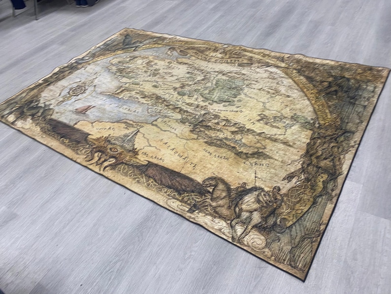 Middle Earth Map Rug: Fantasy Art Rug, Living Room Decor - Etsy UK