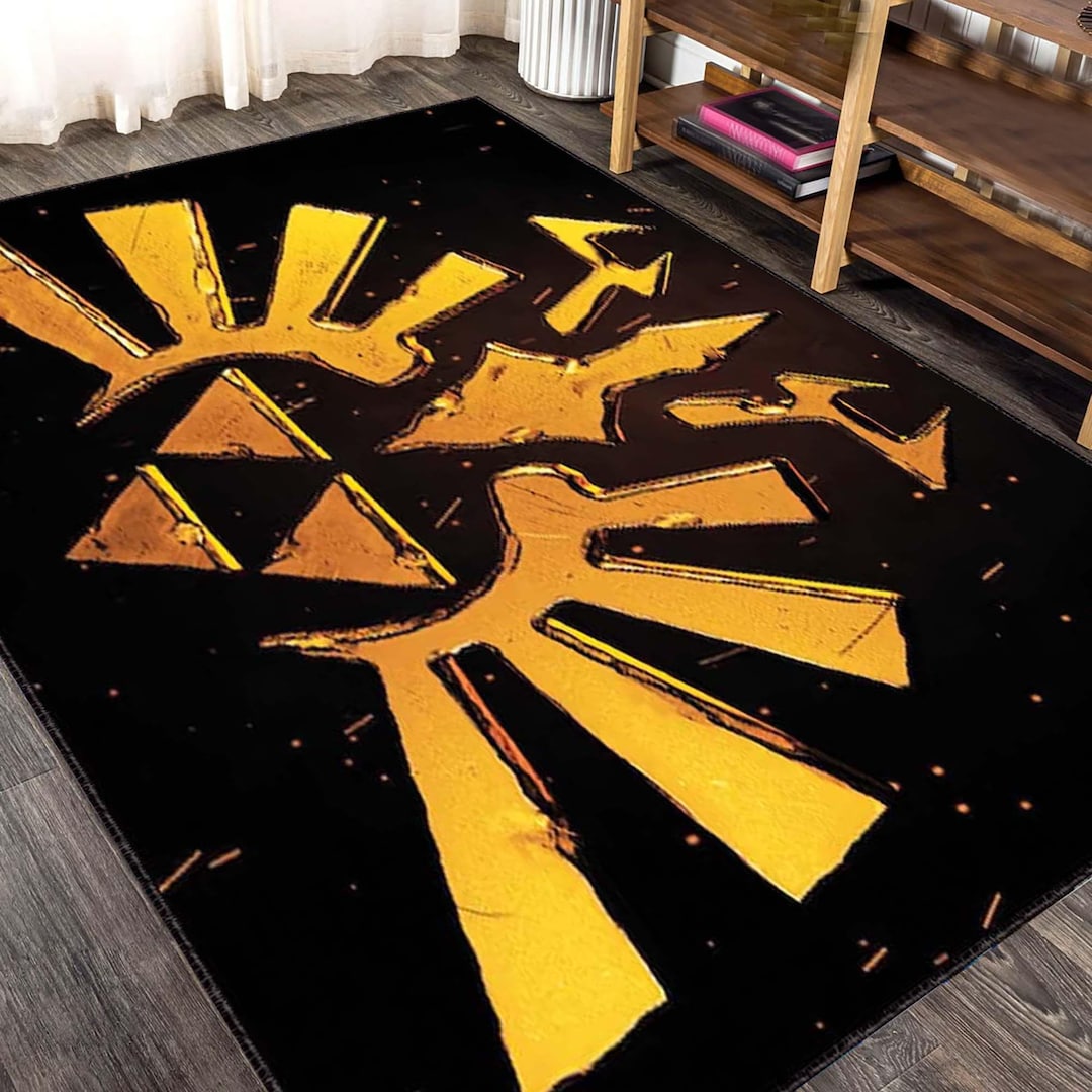 Zelda Triforce Rug, Legendary Gamer Decor, Hylian Crest, Video Game ...