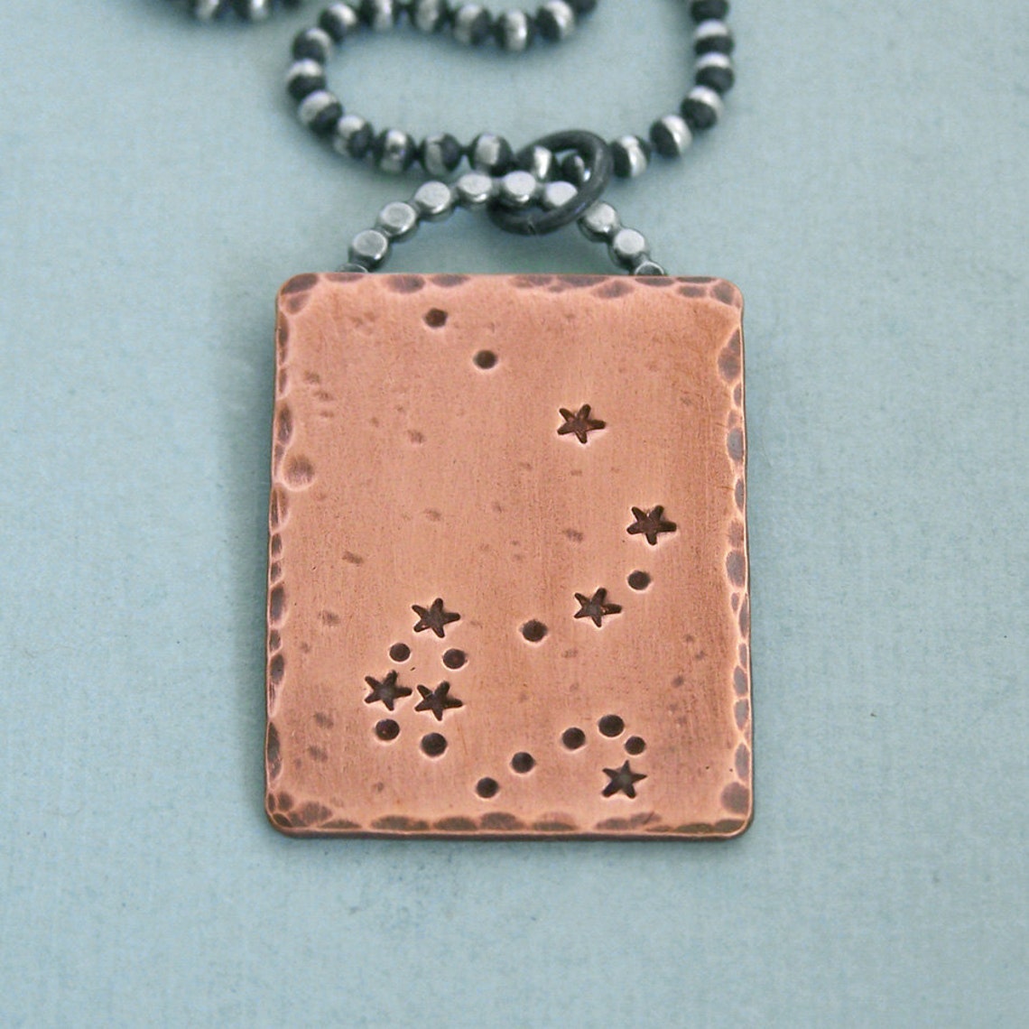 Draco - Constellation Necklace - Hand Stamped Copper and Sterling ...