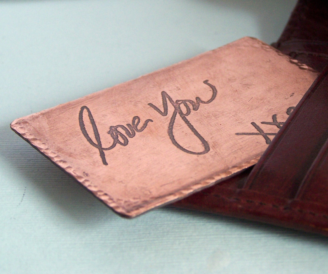 Etched Custom Handwriting Metal Wallet Card - Your Handwriting or ...