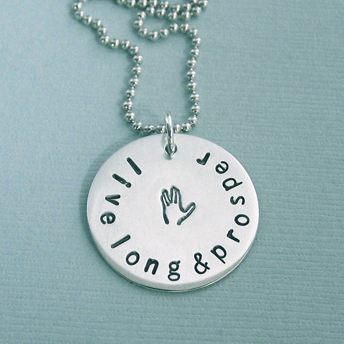 Live Long and Prosper - Hand Stamped Sterling Silver Necklace - Spock ...