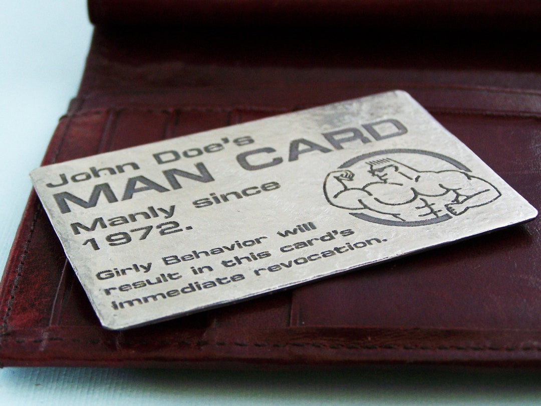 Man Card - Etched Metal Wallet Card - Personalized Man Card for Manly ...