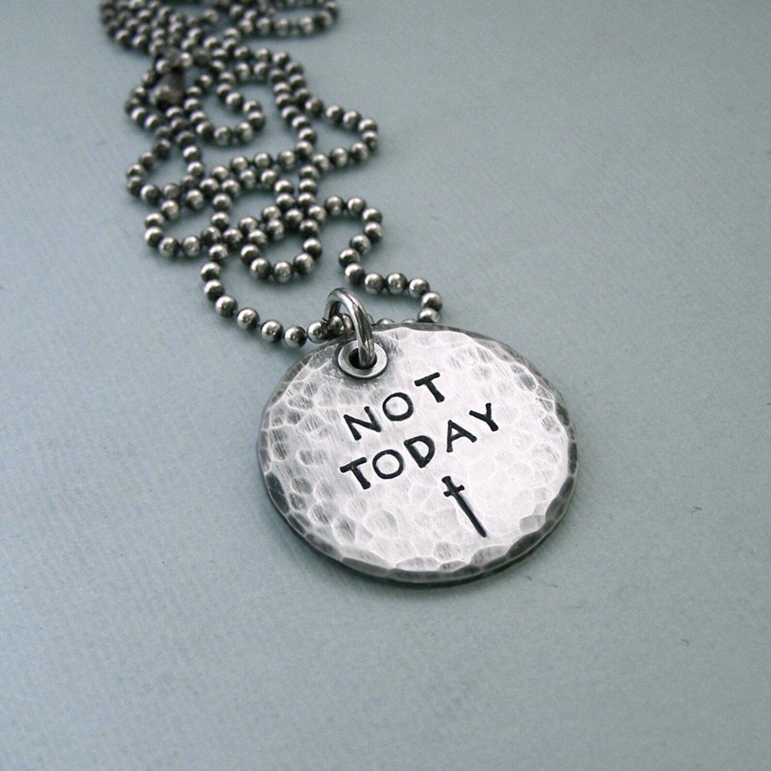 Not Today Necklace - Hand Stamped Sterling Silver - - Etsy