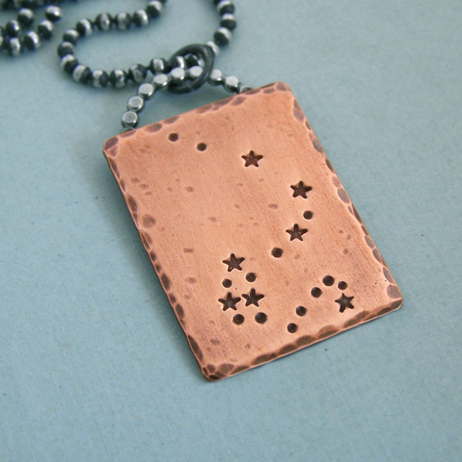 Draco - Constellation Necklace - Hand Stamped Copper and Sterling ...