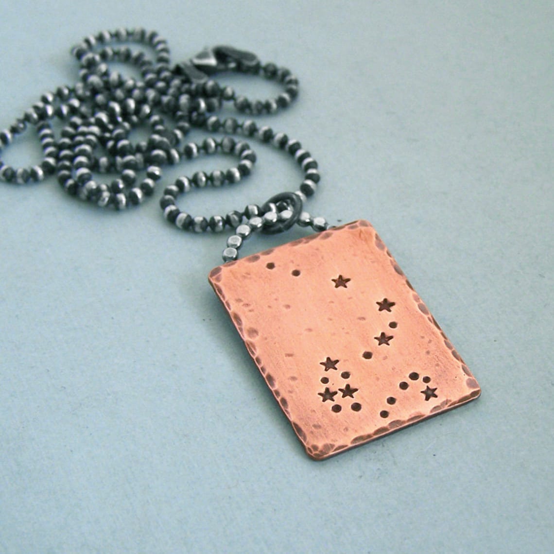 Draco - Constellation Necklace - Hand Stamped Copper and Sterling ...
