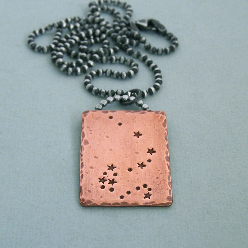 Draco - Constellation Necklace - Hand Stamped Copper and Sterling ...