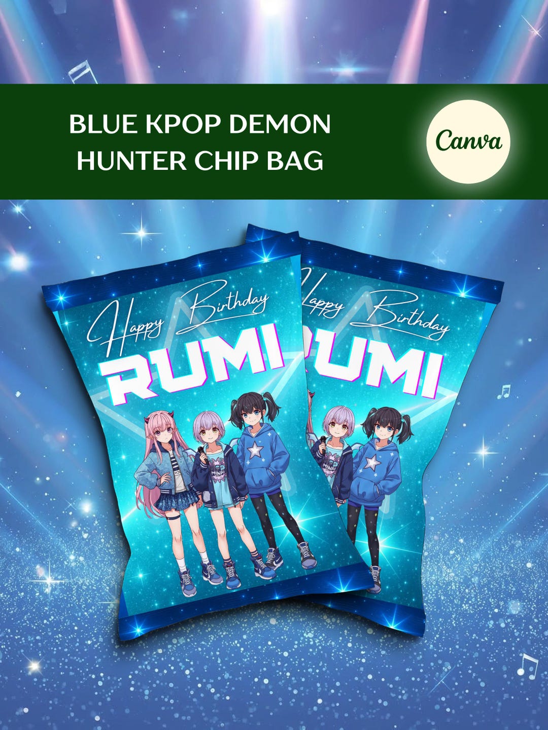 Blue KPOP Demon Hunter Chip Bag (canva Digital Download) - Etsy UK