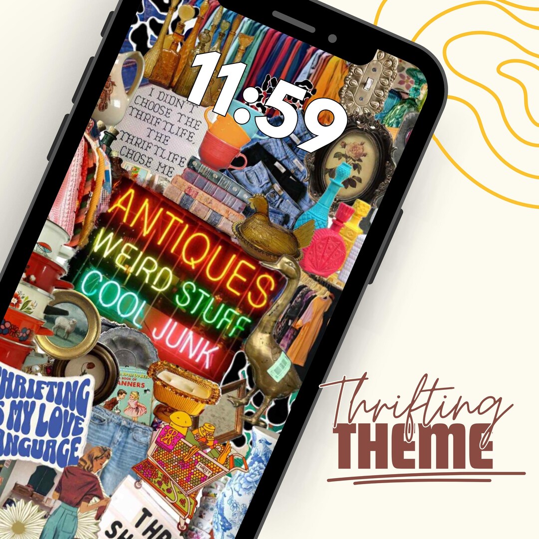 Thrift Antique Aesthetic Phone Wallpaper | Thrifting Vintage Collage ...