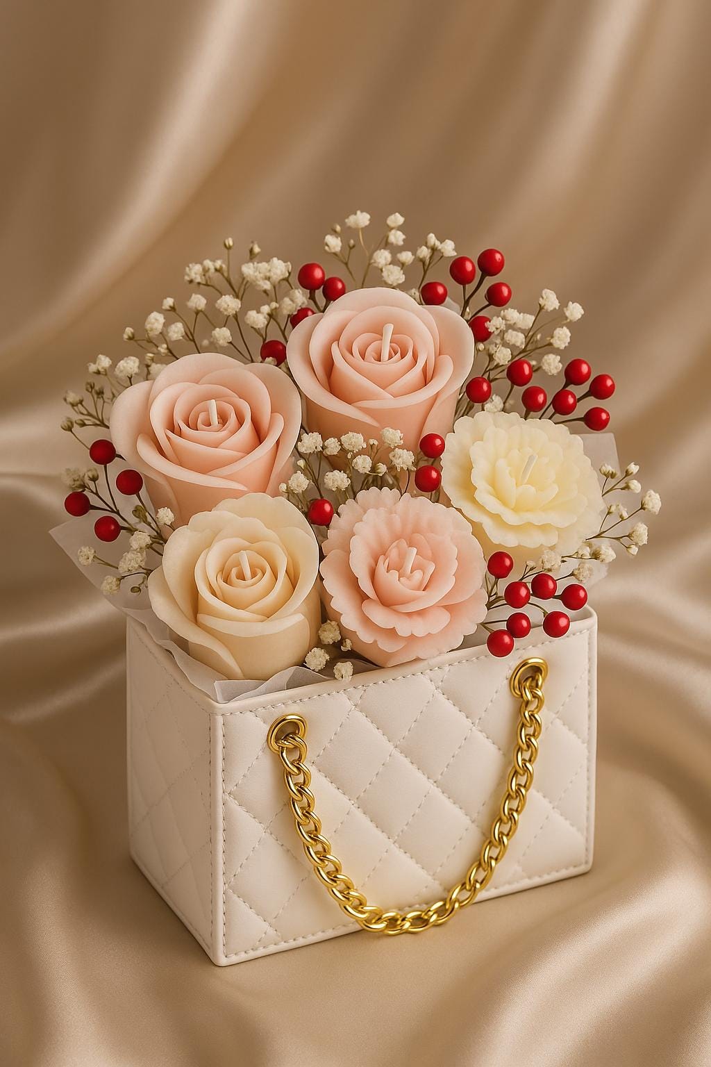 Flower Candle Bouquet Gift – Handmade Wax Floral Arrangement, Keepsake ...